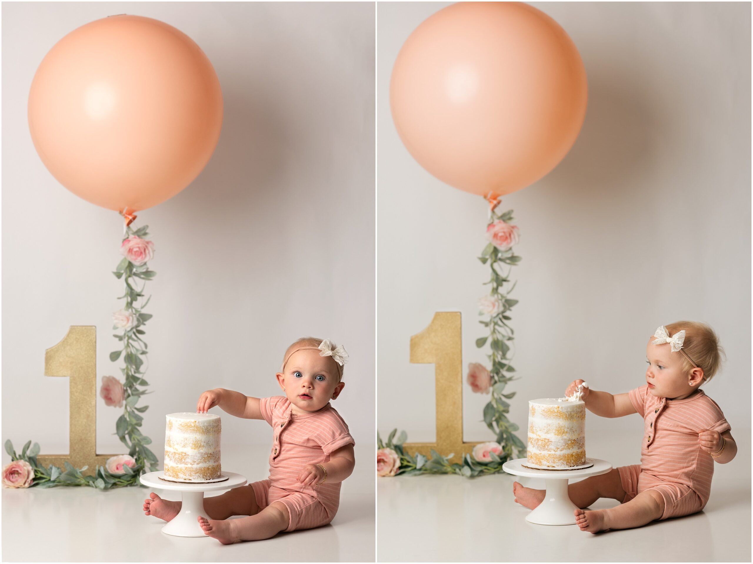 Simple Giant Balloon Cake Smash | Reese - Katie Anton Photography